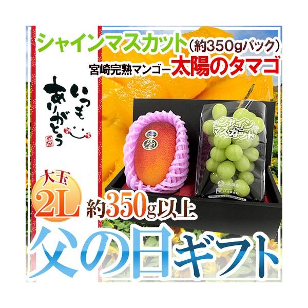 【発売日：2026年06月08日】【送料無料】誰もが一度は食べてみたい！超有名・最高峰ブランドマンゴー 宮崎完熟マンゴー「太陽のタマゴ」と甘さバツグン♪皮ごと食べられて種なしの「シャインマスカット」でお父さんに感謝を伝えるセット！高級感溢れ...