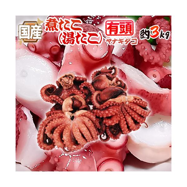 色んな料理に使える♪定番食材！柔らかく、歯触り◎で旨みたっぷり♪ヤナギダコはご家庭でも大人気！大きさおまかせでお届けします♪/湯ダコ/茹でだこ/蛸/タコ/茹でたこ/ボイルダコ/ボイルタコ/国内加工/業務用/3キロ/爆買