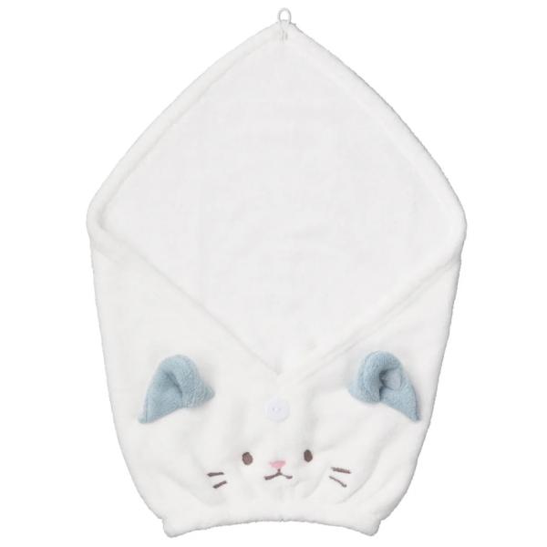 【お風呂上がりに被るだけで、髪の水分をしっかり吸水。】【ロングヘアもすっぽり包み込んむ。】【吸水量は綿の約3倍のマイクロファイバー製。】