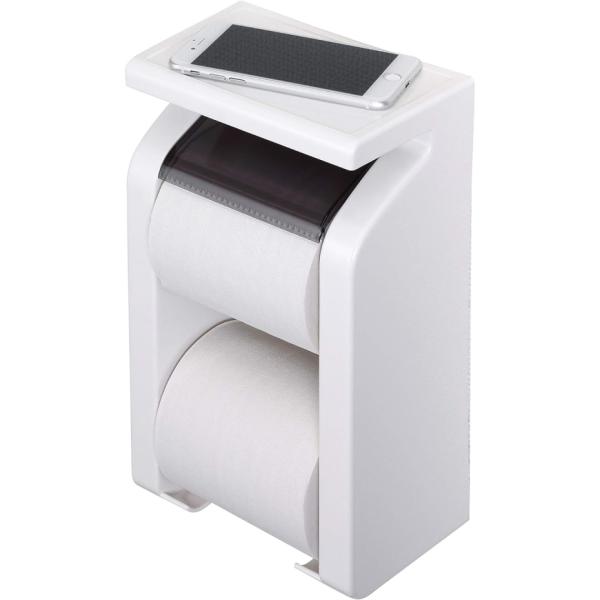 【棚上に小物を置いても滑り落ちにくくなっています。】【ペーパーカッター付きなのでラクにカットできます。】【予備のペーパーが１個ストックできます。】