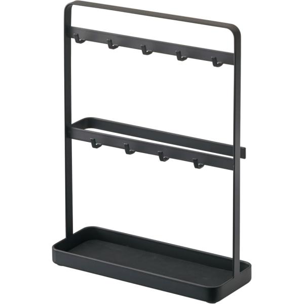 【散らかりがちな小物を一緒に収納できる便利な商品です】【段違いの２段式フックなので種類に分けて収納できます】【トレーには荷受時の印鑑などを収納することができます】