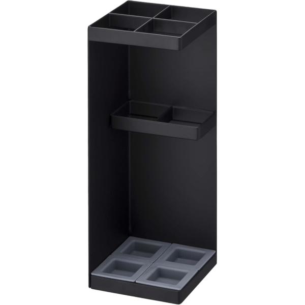 【玄関の角にぴったりと収まるコンパクトな傘立てです。】【仕切りが付いているので傘同士が触れるのを防げます。】【トレイは取り外しできるのでお手入れも楽にできます。】