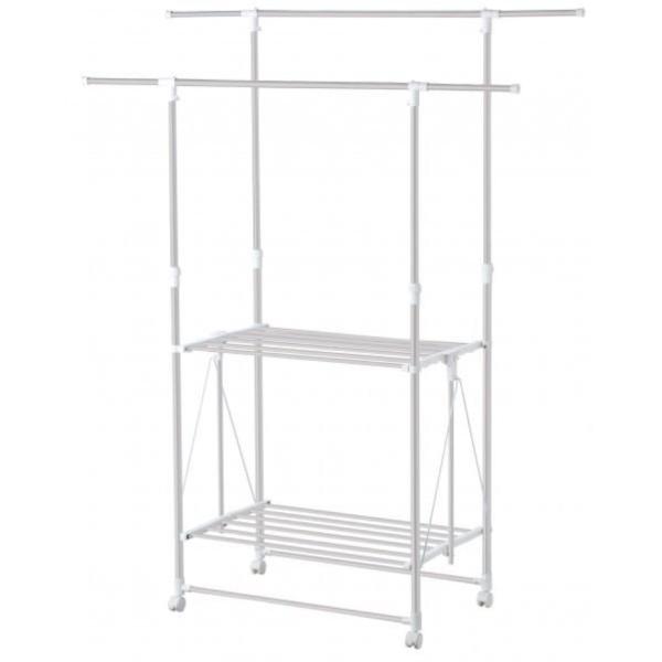 【洗濯物が上段・下段で干渉しないサイズ設計。】【幅・高さが伸縮できるのでとっても便利。】【コンパクトに折りたたんで収納できます。】