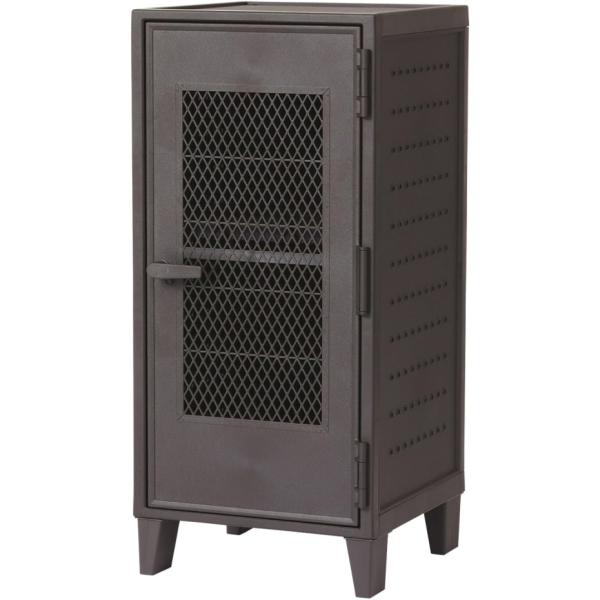 【扉がメッシュで中が見やすい。】【フックなどのペグボード部品を内外に取付けできます。】【プラスチック製なので軽くて丈夫。持ち運び簡単。】