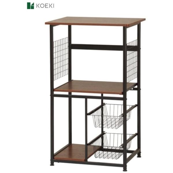 【カゴと中棚がスライド式のため物も取りやすくなります】【脚部はアジャスター付きで、安定感を高められます】【炊飯器やポットを置ける中棚は、蒸気を逃してくれます】
