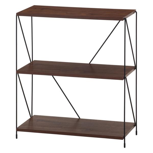 【斜めに付けるスチールはお好みの位置に付けられます】【背面がないのでお部屋部に圧迫感を感じさせません】【棚板の穴にワイヤーフレームを差し込むだけの簡単組立】【ソファー横などに置けばサイドテーブルとしても使用できます】