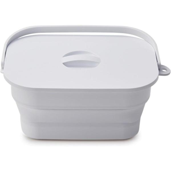 【使用後は畳んでコンパクトにできるつけ置き洗いバケツ】【付属の洗濯板は、つけ置きの際に落とし蓋にもなります】【蓋が付いているので、ぬるま湯の温度もキープできます】