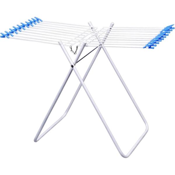 【アーム先端のクリップで洗濯物をしっかりキープ。】【サビが出にくい丈夫なコーティング鉄線使用。】【使用しないときは折りたたんで収納できます。】
