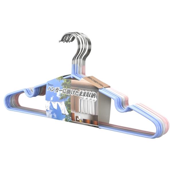 【乾いたらハンガーごとクローゼットに収納できます。】【スリム形状で使わない時でもかさばらず保管できます。】【ボリュームのある10本組。】