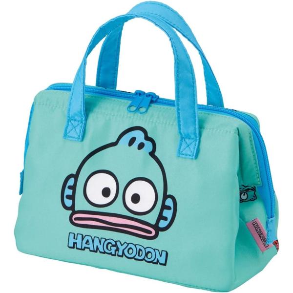 可愛いハンギョドンのランチバッグWファスナー式で開け口が大きく開き出し入れしやすい内側は保冷保温効果のあるアルミ蒸着フィルム貼り