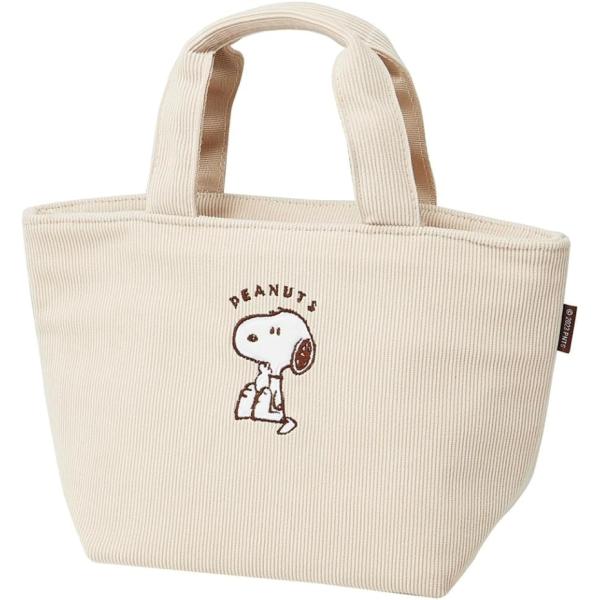 コーデュロイ生地のランチバッグ！内側は保温・保冷効果のあるアルミ蒸着素材。保冷剤などを入れられるメッシュポケット付き。