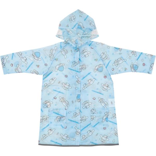 かわいい子供用レインコートで雨の日のお出かけも楽しく♪暗い道でも安心の反射テープがすそ全周に反射テープ＆前後の肩口に反射ステッチ付き。フードの顔周りは首元まで透明になっているので周りが見えやすく、左右の視界も邪魔しにくい！
