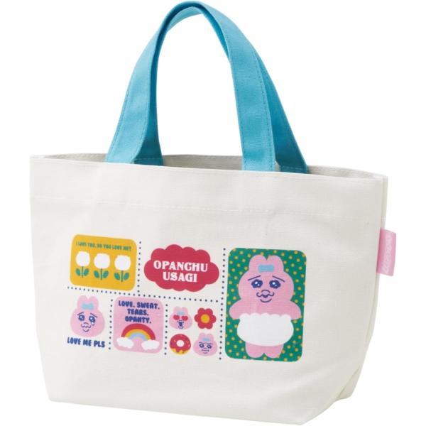 【おぱんちゅうさぎのデザインがかわいいランチトート。】【サブバッグとしても重宝する便利なトートバッグです。】【ちょっとしたお出かけ時用のバッグにもおすすめです。】