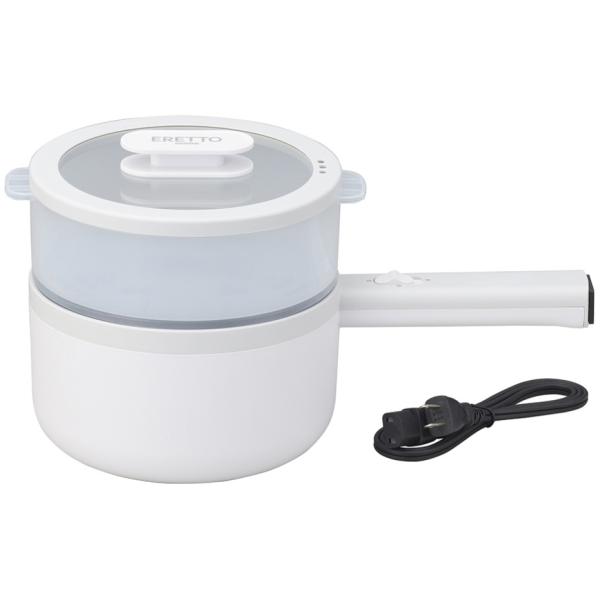 【コンセントがあれば、コンロやIHなしで調理ができます】【蒸し器が付いているので、手軽に蒸し料理も楽しめます】【内鍋はふっ素加工が施されているのでお手入れ簡単です】