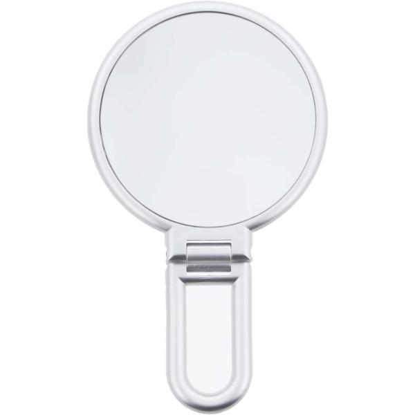 【ハンドミラーと卓上ミラーの2way仕様の便利な鏡です。】【片面は10倍鏡で、細かなアイメイクの時にも便利です。】【片面は等倍鏡で、顔全体をチェックするのに便利です。】