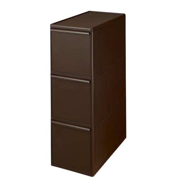 【幅25.5cmのワイド設計。】【引出しの切り込みに袋を掛けるだけで多分別が可能。】【引出しの抜け落ち防止機能付きで安心。】