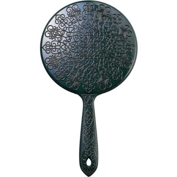 【お姫様のような気分になれるおしゃれなハンドミラー。】【大きめの鏡面で、顔全体がしっかりチェックできます。】【持ち手には掛けて収納できるフック穴が付いています。】