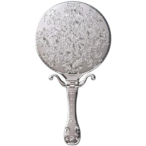 【お姫様のような気分になれるおしゃれなハンドミラー。】【ハンドミラーと卓上ミラーの2way仕様の便利な鏡です。】【大きめの鏡面で、顔全体がしっかりチェックできます。】