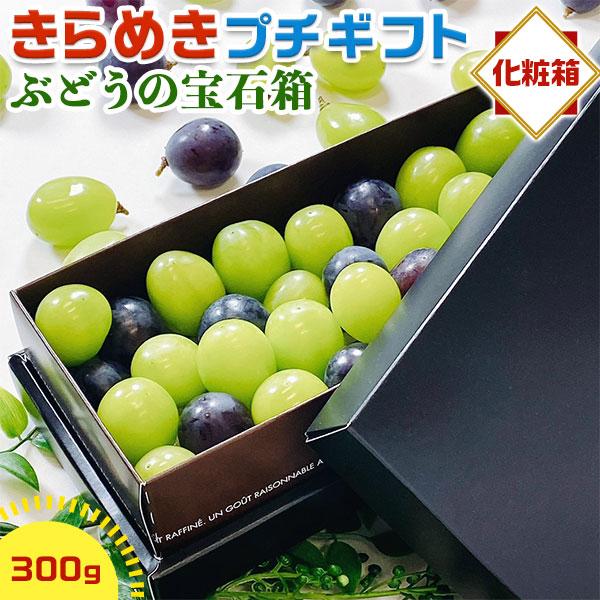 ■商品名： お中元 ぶどう フルーツギフト きらめきプチギフト 300g 化粧箱 ぶどうの宝石箱 ジュエルボックス シャインマスカット 巨峰 ピオーネ 福岡 岡山 山梨 夏ギフトにも クール便  ■お届けの目安： 【予約】2026年8月中旬...