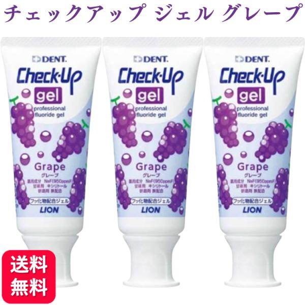 【3個セット】ライオン チェックアップ ジェル グレープ 60g    LION Check UP kodomo フッ素950ppmF 6歳以上 送料無料        ・う蝕ハイリスクのケアに、いつもの歯みがきに加えて使用するフッ化物配合...