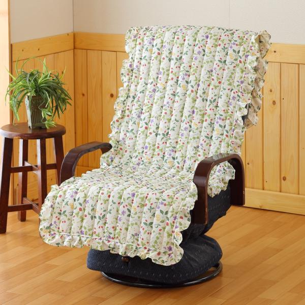フリル付きの座椅子カバーで落ち着きのある小花柄で、派手過ぎず地味過ぎない印象を与えてくれます。フリルが隠しきれない側面まで隠してくれます。固定用のひもと裏面にすべりにくい加工を施しているため、ズレずに安心してお使いいただけます。背面には24...