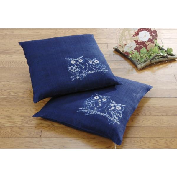 素材：麻100％サイズ：約55x55cm色:藍