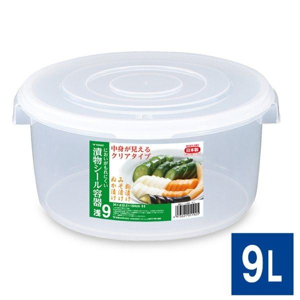 味噌漬けや粕漬けに保存に便利な密閉タイプ中身が確認できます。食品の保管にも。生産地：日本製品サイズ（約）：340×φ325×高さ150mm製品重量（約）：935g容量：9L素材 本体ポリプロピレン、蓋ポリエチレン（耐熱温度本体：120℃、蓋...
