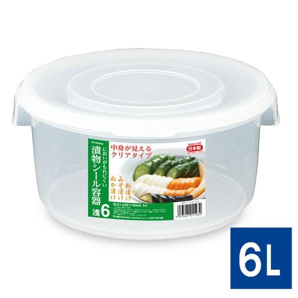味噌漬けや粕漬けに保存に便利な密閉タイプ中身が確認できます。食品の保管にも。生産地：日本製品サイズ（約）：305×φ290×高さ140mm製品重量（約）：510g容量：6L素材 本体ポリプロピレン、蓋ポリエチレン（耐熱温度本体：120℃、蓋...