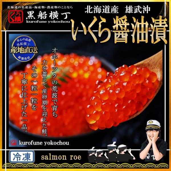 【発売日：2025年09月24日】北海道雄武沖で獲れた新鮮な鮭のいくらを、醤油とみりんの独自のたれで丹念に漬け込みました。 添加物を一切加えてない、雄武漁協自慢の逸品です。年内の注文は、１２月１６日（火）１5：００までとなります。