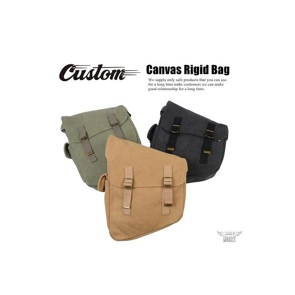 ■ DIN MARKET / Canvas Rigid Bag / Rigid frame &amp; Softail frame対応サドルバッグ（ヴィンテージキャンバス地16oz）Rigid frameとSoftail frameに対応し...