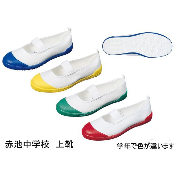 注文後２〜５日で準備、発送です福智町　赤池中学校　上靴令和8年1年生　イエロー　　　　2年生　ブルー　　　　3年生　レッド店頭受取　学校への配達を希望される場合は先の店頭受取をクリックしてカラーとサイズを選択してください