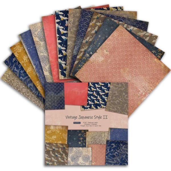 こちらはスクラップブッキングなどのペーパークラフトにお使いいただけるアシッドフリーのペーパーです。落ち着いたカラーの和柄になります。コピー用紙より厚めで、張りがあるペーパーです。アルバムやカード作りにいかがですか。12柄、各2枚、計24枚で...
