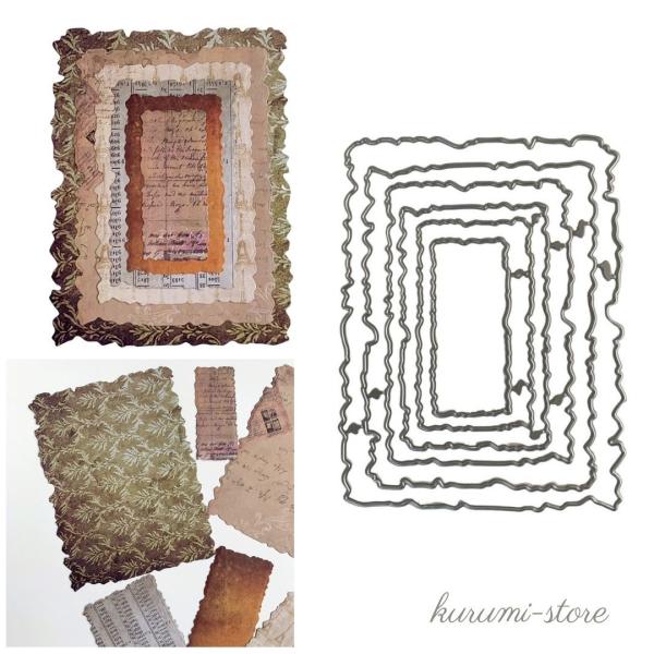 こちらはギザギザにカットできるフレーム用のダイカット用抜型です。アンティークな雰囲気を出したい時にピッタリです。スクラップブッキングやアルバム、カード作りにお役立てください。抜型のみのお届けです。使用例のカードやペーパーは含まれません。取扱...