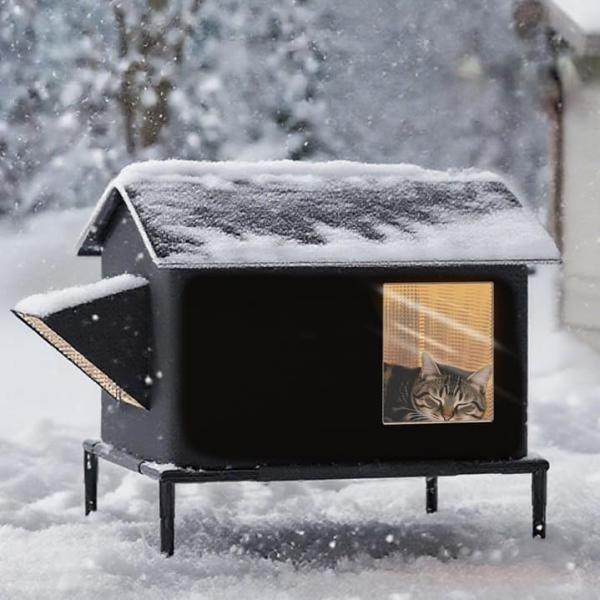 ?オックスフォード布とアルミホイル構造で、防水・防寒性に優れたキャットハウス。雨や雪の日でも内部を快適に保ち、高めの底面が地面からの冷気と湿気をしっかり遮断します。?広めのサイズで、複数の猫ちゃんにも対応。出入り口は2つあり、安全な逃げ道を...