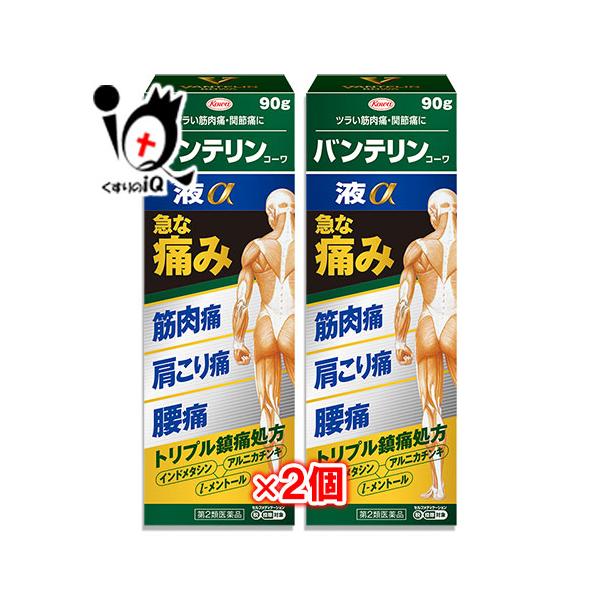 【第2類医薬品】★バンテリンコーワ液α 90g急な痛みの筋肉痛・肩こり痛・腰痛に トリプル鎮痛処方繰り返す肩こり痛や腰痛の悪循環にインドメタシン、l-メントール、アルニカチンキのトリプル鎮痛処方が対処します。 腰などの患部に手を汚さずに使え...