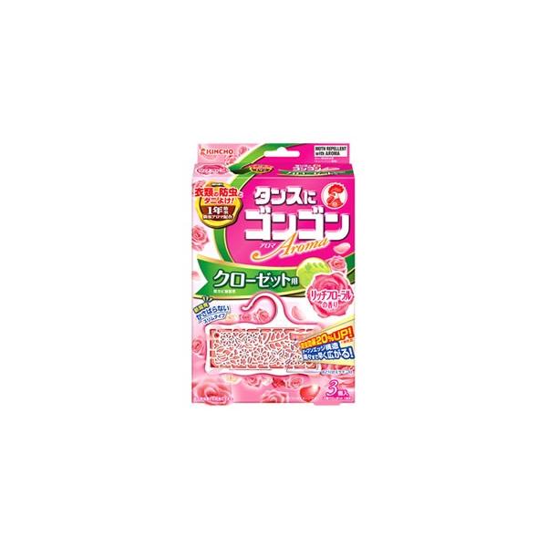 金鳥　KINCHO　キンチョウ　タンスにゴンゴン　アロマ　クローゼット用　1年防虫　リッチフローラルの香り　(3個入)　JANコード：4987115842588