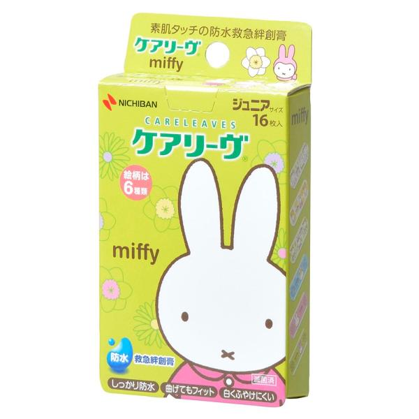 ニチバン　ケアリーヴ　キャラクター　ミッフィー　CLB16MFN　(16枚)　ジュニアサイズ　絆創膏　【一般医療機器】　実際の商品と掲載画像及びキャラクターが一部異なる場合がございます。ご了承ください。　　　JANコード：498716706...