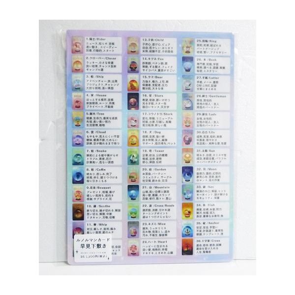 『ルノルマンカード早見下敷き』　NORI STAR CLEAM：著・ルノルマンカード36枚分のキーワードをわかりやすく　まとめた下敷きです。・ルノルマンカード占いがはじめての人や、占いプロの　方の記憶整理にもピッタリです。・裏側は描き下ろし...