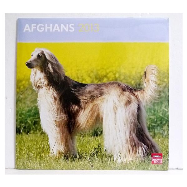 輸入2013年犬カレンダー「アフガン」『AFGHANS 2013』　月めくり形式で、上部に写真、下部に日付（メモ欄あり）のデザインです。　30cm×30cm。 2013年　1月〜12月まで。未開封新品です。発送は定形外郵便510円を予定して...