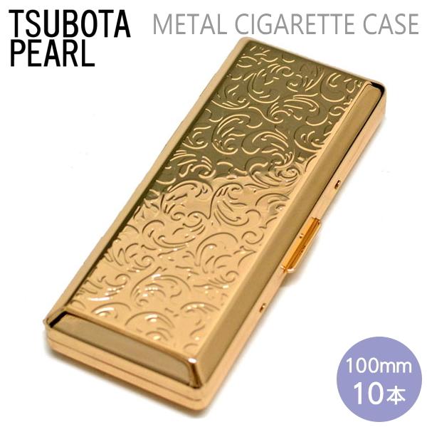METAL CIGARETTE CASEカジュアルでスタイリッシュなメタル製のシガレットケースです。カジュアルメタル10（100mm）ゴールドアラベスク金色のアラベスク柄入りタイプ。100ミリサイズのタバコが5本づつ2段に分かれて10本入り...