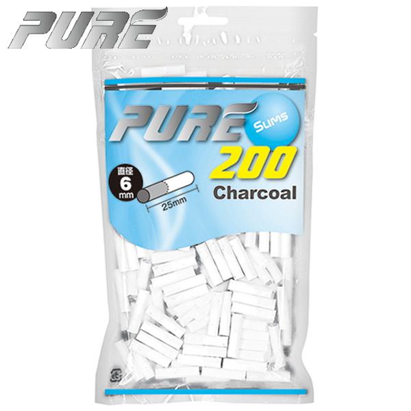 PURE FILTERピュア スリム チャコール フィルター長さ25mm、直径約6mmのスリムフィルター。チャコールタイプ。約200個入り。ジップバッグパッケージ。Made in Korea