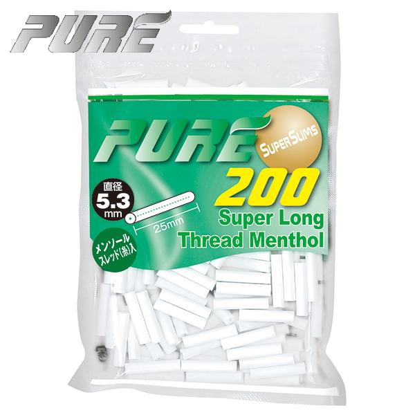 PURE Filterピュア スーパースリム スーパーロング スレッドメンソール強力メンソール感がメンソールの糸でさらにMAX。ロングサイズのスーパースリム。直径約5.3mmのスーパースリム、長さ25mmのスーパーロングサイズのフィルターで...