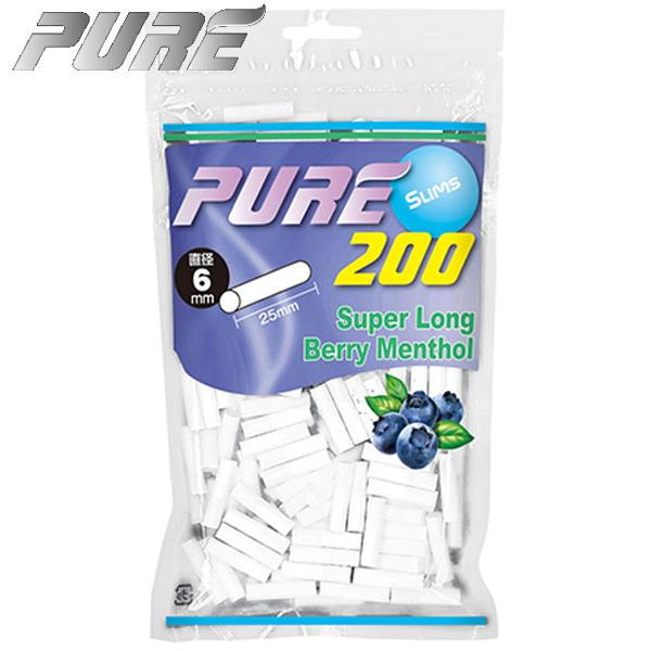 PURE FILTERピュア フィルター ベリー世界初!　ベリー風味のメンソールフィルター。長さ25mmのロングサイズ、直径約6mmのスリムフィルターです。約200個入り。ジップバッグパッケージ。Made in Korea