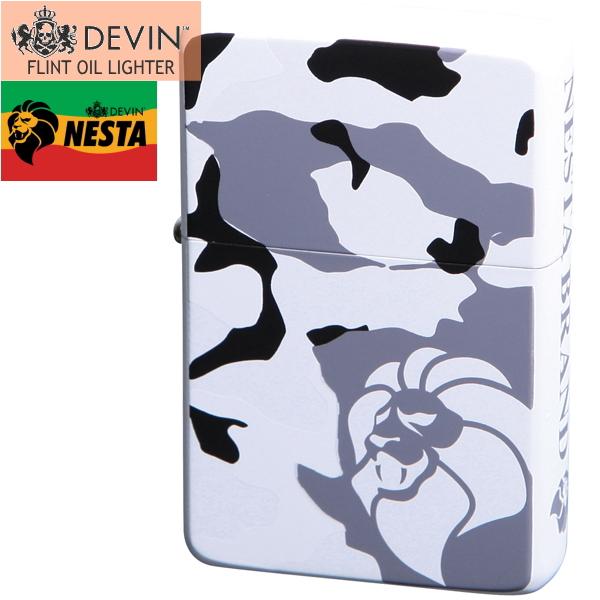 DEVIN × NESTA CAMOUFLAGE Flint Oil Lighter流行りの迷彩柄。サイド面にロゴ入り。ライテック社のブランド"DEVIN"フリントオイルライターをベースにしたNESTAライターです。コンマ8mmの厚いボディ...