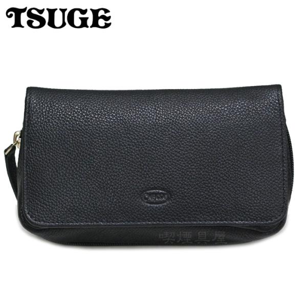 TSUGE Pipe Pouchクラシックコンボ パイプポーチ下部のジッパーからパイプ2本とポケットパイプレストを収納可能。サイドにはモールやコンパニオン収納ポケットがあり、マグネット式のボタン付き。合皮製。