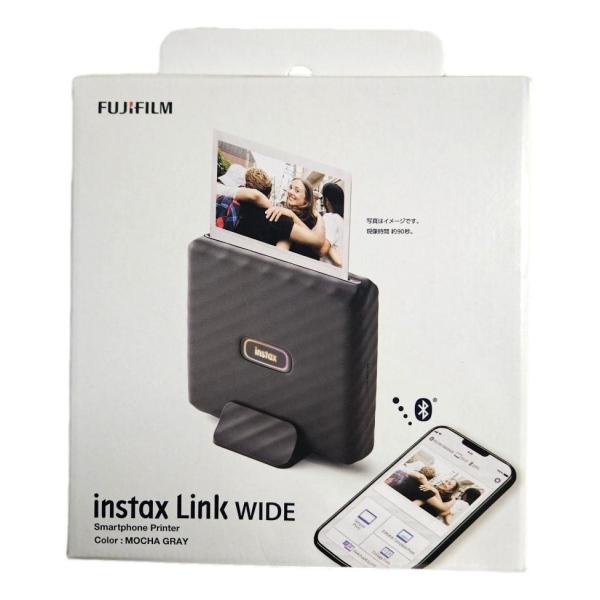 instax Link WIDE モカグレー  スマートフォンで撮影した写真を、通常チェキの2倍サイズ（86×108 mm）でプリントできるワイドフォーマットスマホプリンターです。  特徴は、Bluetooth接続と専用アプリによる直感操作...