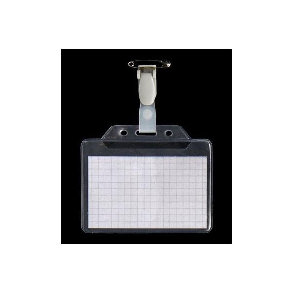 社員証に・展示会に...名刺・ID対応のソフトタイプ名札ホルダーです。用途に応じて使い分け可能な安全ピン＆クリップ付です。お得な2個入です。■生産地：中国■素材・成分：PVC　PE　　ABS　スチール