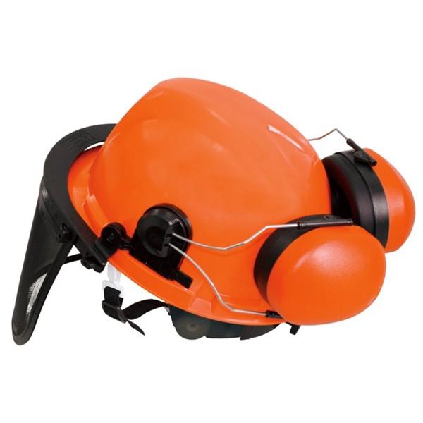 チェーンソーでの伐採作業時に！ハードな刈り払い作業に！フェイスガードやイヤマフ（耳あて）は跳ね上げ式で、簡単に使い分けられます。イヤーマフは左右にカチッと１段階広げることができ、ヘルメットの脱着に便利です。頭のサイズに合わせ、深さと締め付け...