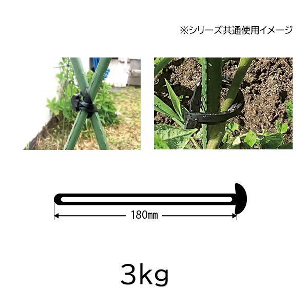 イボ竹など支柱の結束、茎の誘引、ネットの固定などに。アンカーをバンドにかけるだけだから、素早く、楽に作業できます。素材は直射日光・雨・風に強いEPDM（電線被膜と同じ）。袋止めに使ったり、工具の整理などにも使用できる結束ゴムバンドです。・内...