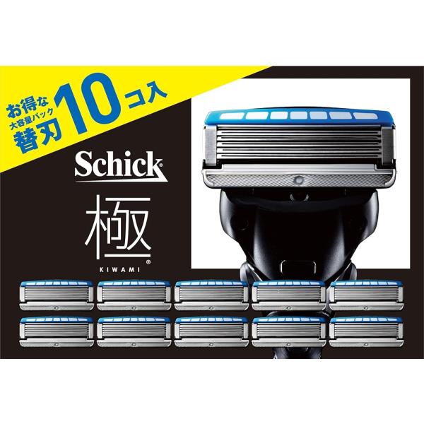 「主な仕様」お得な替刃10個入りセットシック最上級モデル「極　KIWAMI」ハンドルの衝撃吸収機能によるシック史上最高の剃り心地剃り方にあわせて肌にかかる力を自動調整する衝撃吸収テクノロジー原産国：刃：アメリカ、シェービング剤：中国